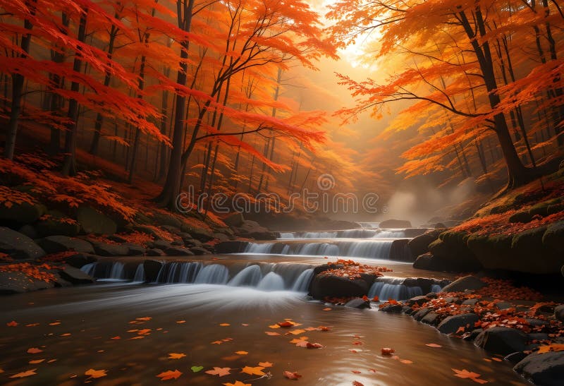 Cascading Water Flows Over Smooth Rocks in a Tranquil Forest Setting ...