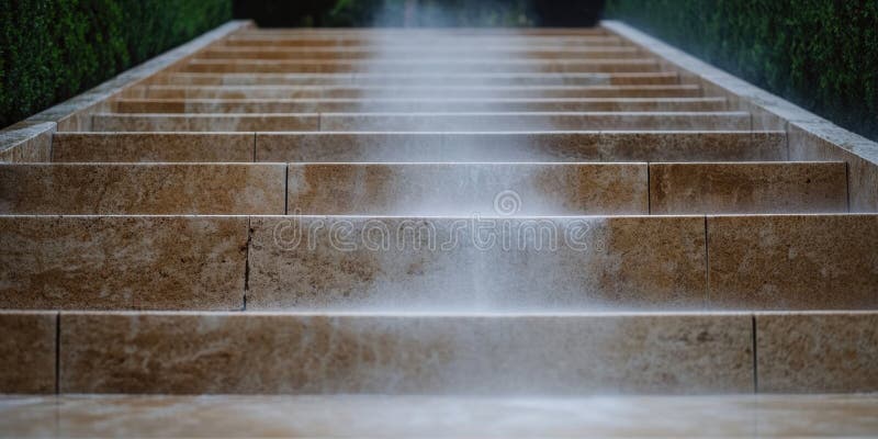 Cascading Water Over Marble Steps in Tranquil Outdoor Setting Stock ...