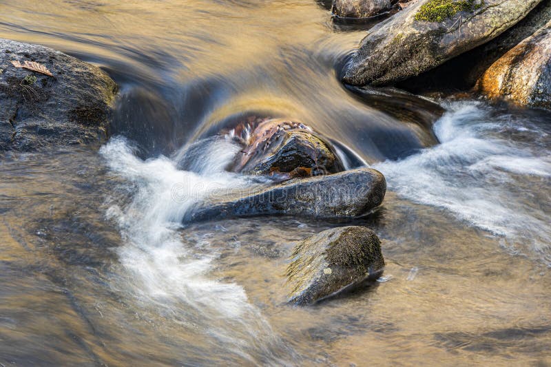 The Cascading Water of a Small Brook Stock Image - Image of small ...