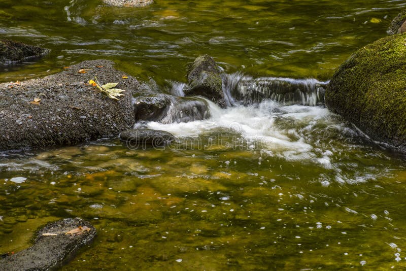 Water Cascading between Rocks in a Small Brook in New England Stock ...