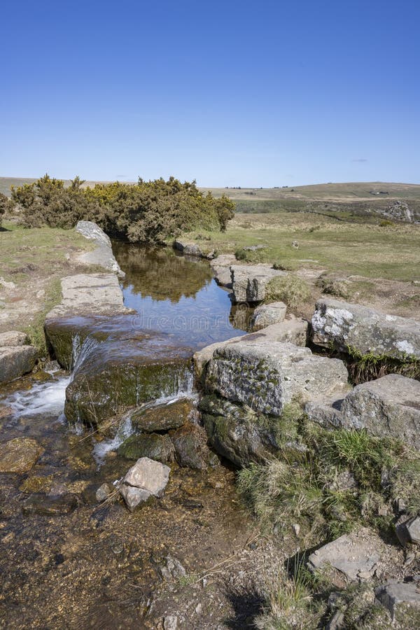 Cascading Water at Windy Post Dartmoor Stock Image - Image of sunset ...