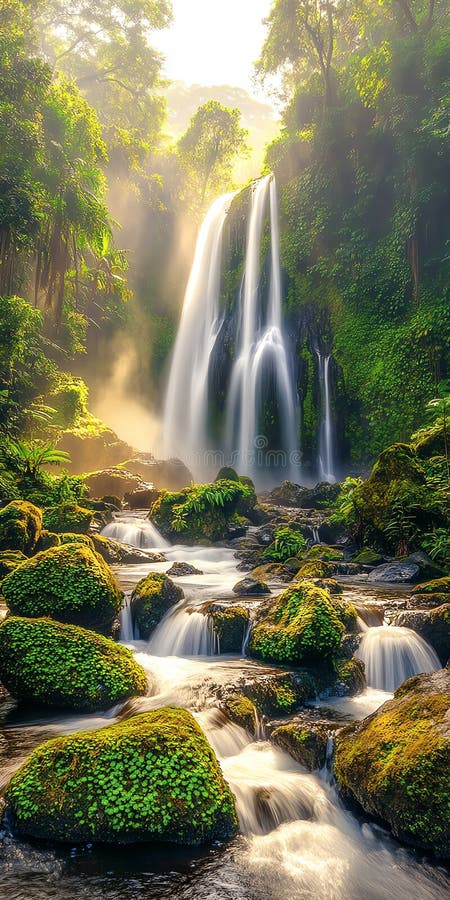 Cascading Waterfall, AI Generated Stock Illustration - Illustration of ...