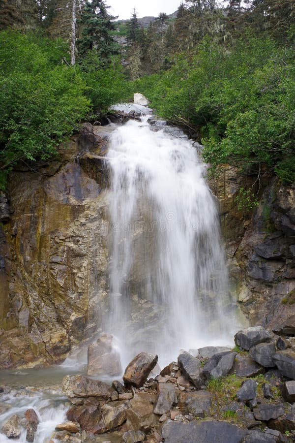 Cascading Waterfall in the Alaskan Wilderness Stock Image - Image of ...