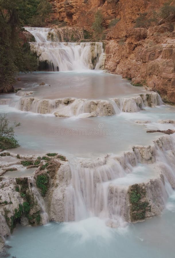 Cascading Waterfall of Beaver Falls in Havasupai Canyon Stock Photo ...