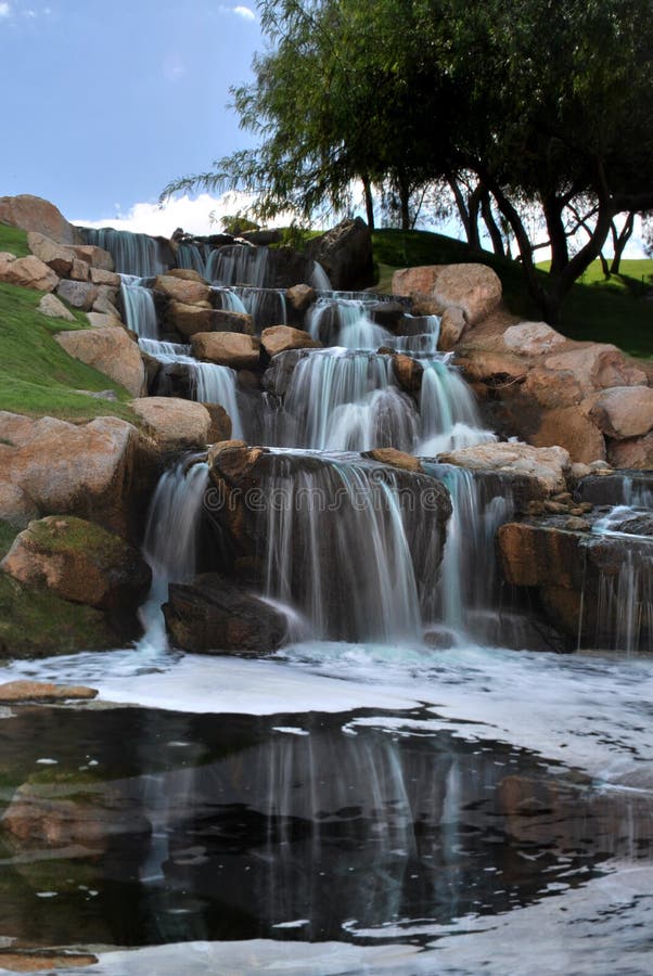 Sun Reflection Cascading Waterfalls Stock Photo - Image of palm, huge ...