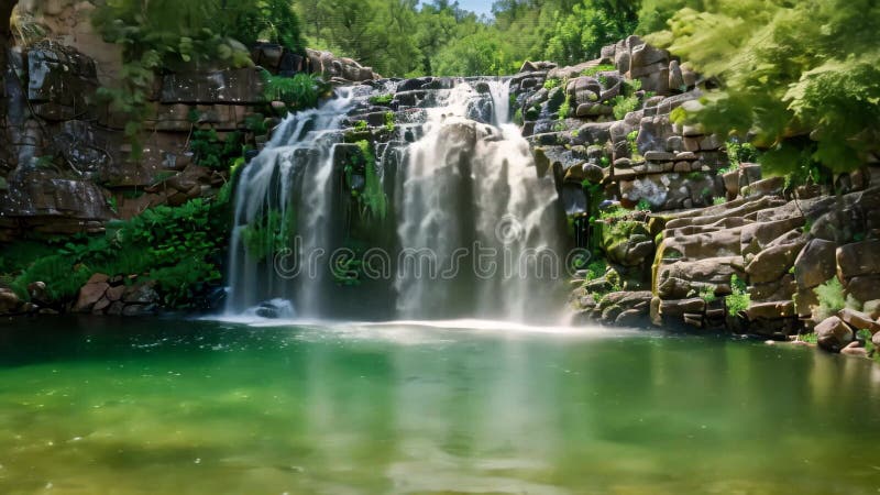 A Cascading Waterfall of Lights Illuminates Steps in a Nighttime Scene ...