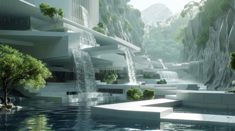 A Cascading Waterfall of Geometric Shapes Mimics the Cascading Rush of ...