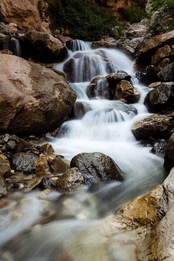 Cascading Waterfall Slow Shutter Stock Image - Image of nature, asia ...