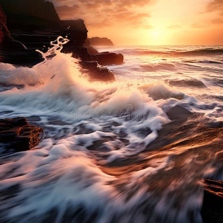 Cascading Waves Waves that Fall in Beautiful Cascading Layers R Stock ...