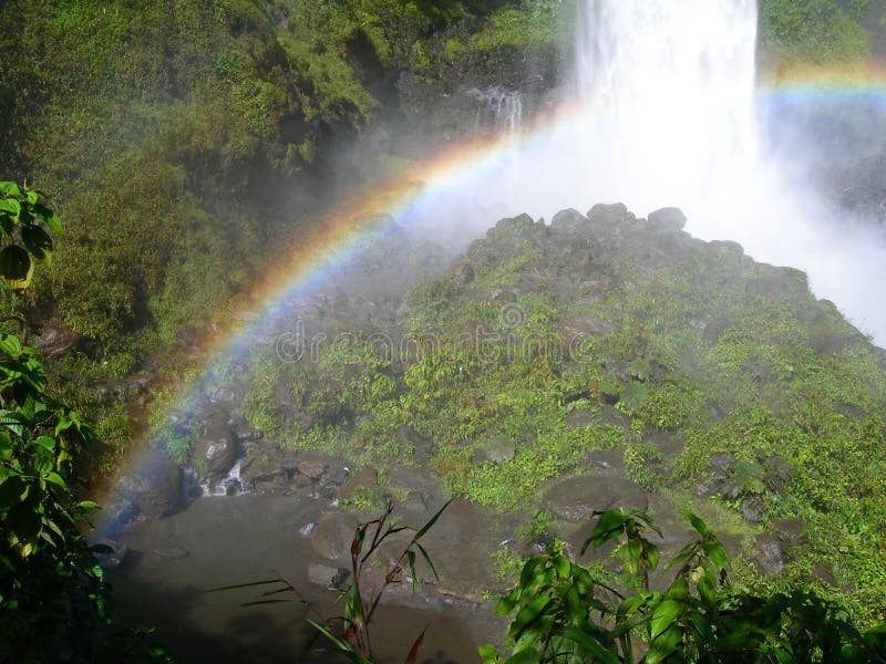 Cascata Nella Foresta Pluviale Equatoriale, Con Arcobaleno Fotografia ...