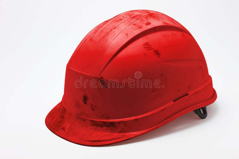 Casco rojo sucio foto de archivo. Imagen de sucio, equipo - 29346362