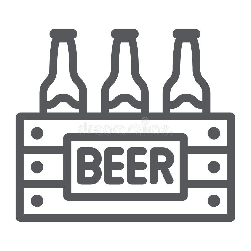 Case of Beer Line Icon. Two Glasses in a Box Vector Illustration ...