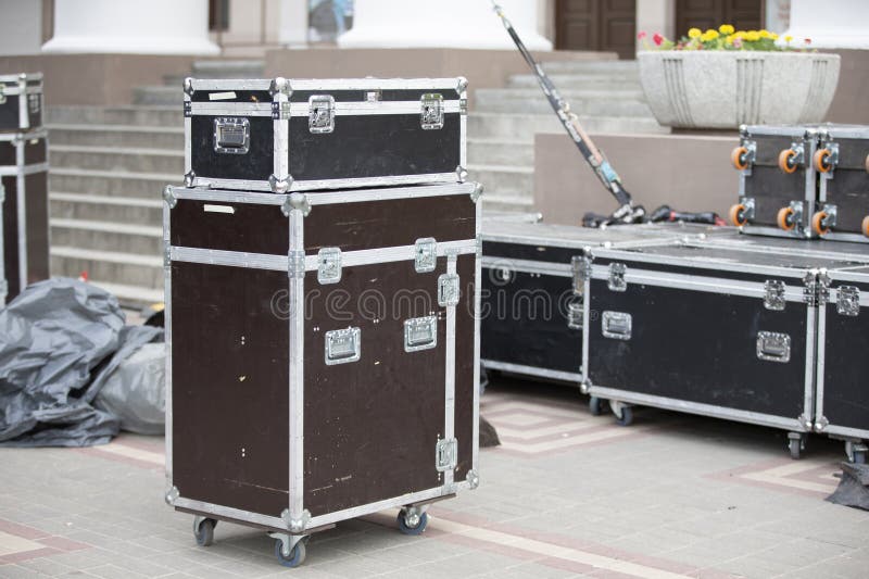 Case Boxes for Musical Equipment Stock Photo - Image of business, cargo ...