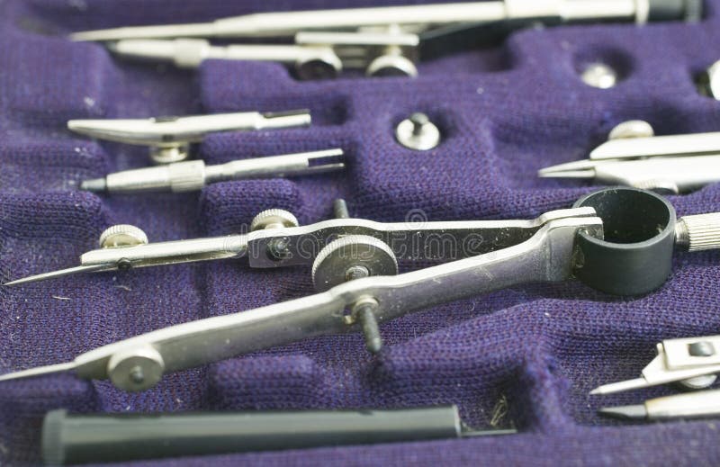 Case of Drawing Instruments Stock Image - Image of circle, measurer: 588301