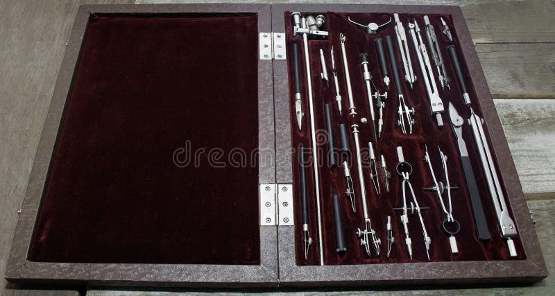 Case of Drawing Instruments. Stock Image - Image of document ...