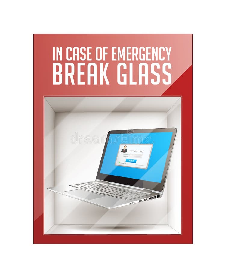 In Case of Emergency Break Glass Stock Vector - Illustration of office ...