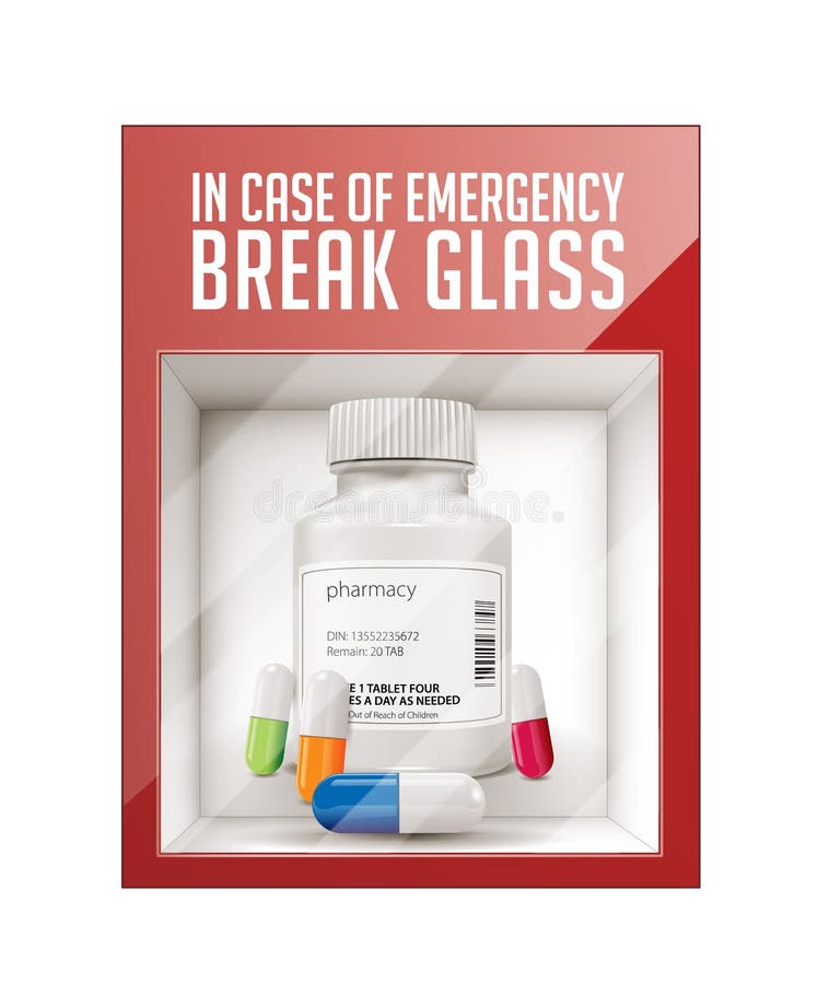 In Case of Emergency Break Glass Stock Vector - Illustration of capsule ...