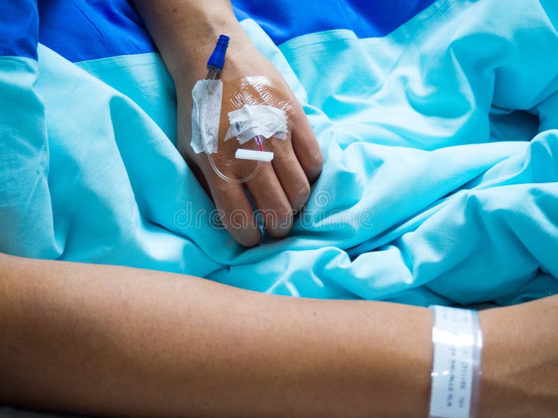 In Case Emergency: Saline Intravenous on Patient Hand Stock Image ...