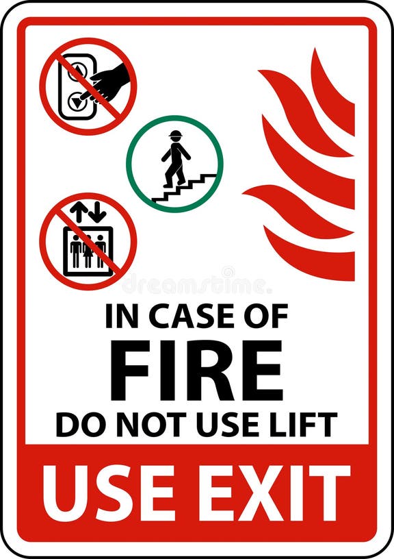 In Case of Fire Do Not Use Lift Sign Stock Vector - Illustration of ...