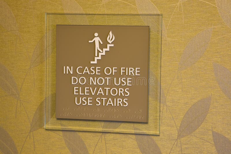 In Case of Fire Don T Use Elevator Stock Image - Image of exit, wall ...