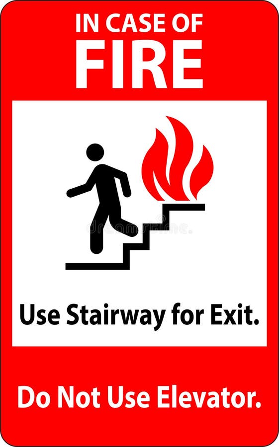 In Case of Fire Sign in Case of Fire, Use Stairway for Exit, Do Not Use ...