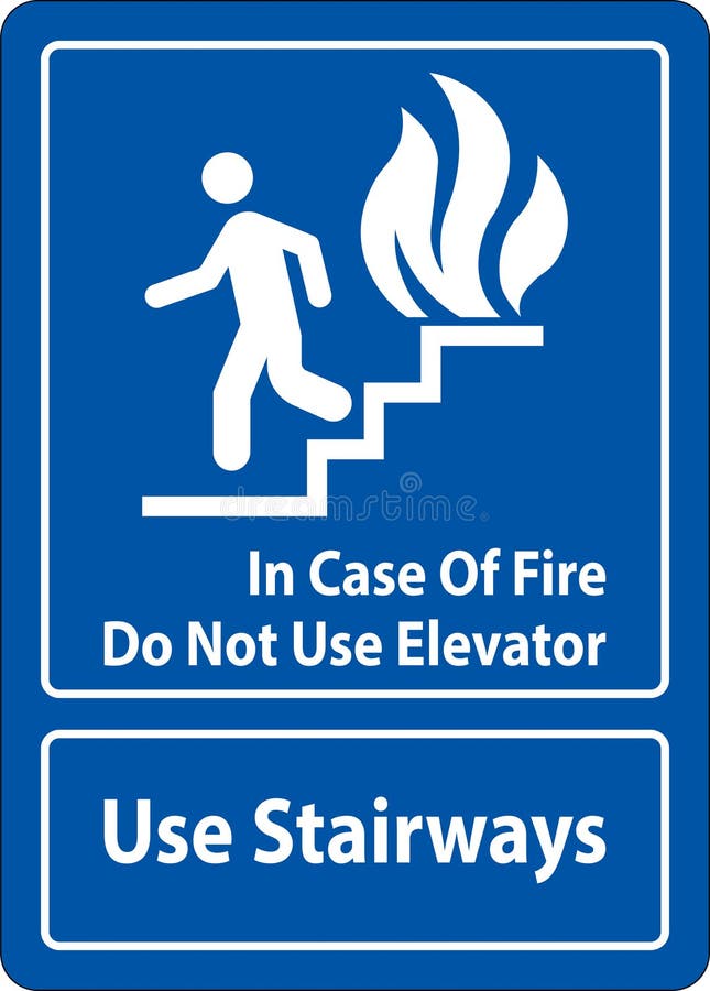 In Case of Fire Sign Do Not Use Elevator, Use Stairways Stock Vector ...