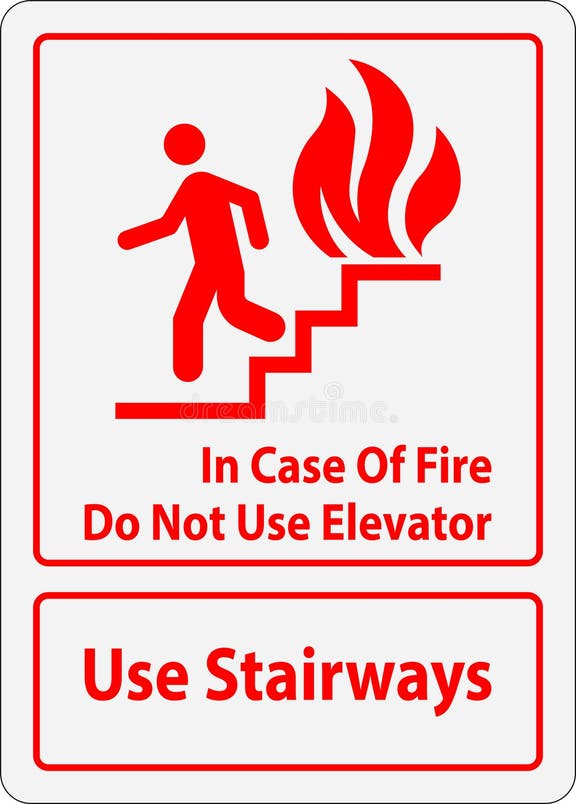 In Case of Fire Sign Do Not Use Elevator, Use Stairways Stock Vector ...