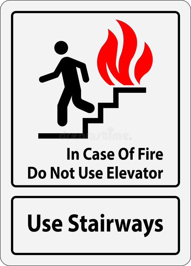 In Case of Fire Sign Do Not Use Elevator, Use Stairways Stock Vector ...