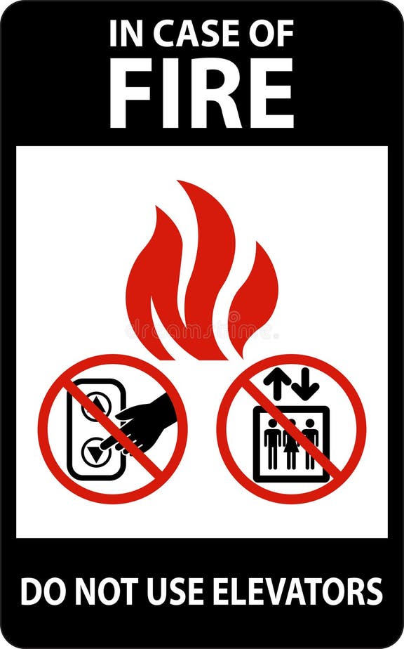 In Case of Fire Sign Do Not Use Elevators Stock Vector - Illustration ...