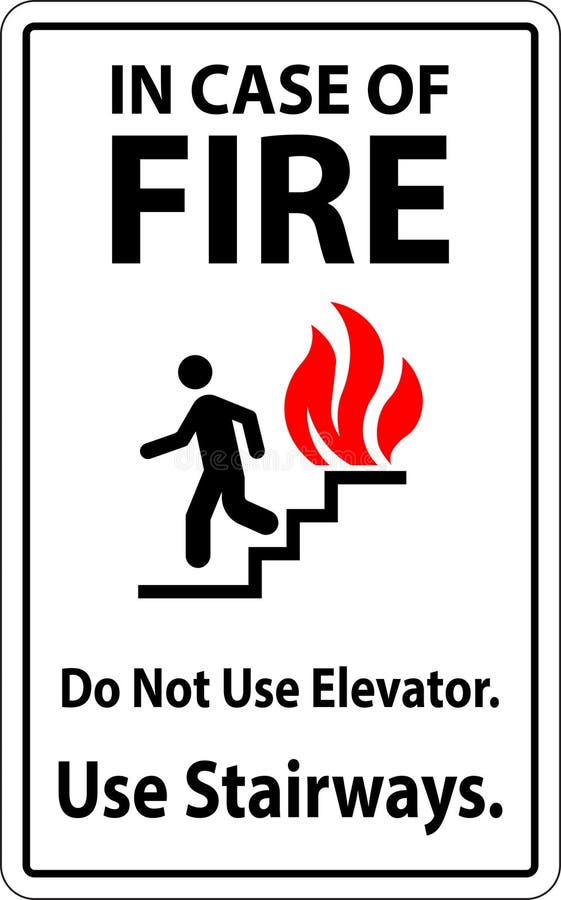 In Case of Fire Sign Do Not Use Elevators, Use Stairways Stock Vector ...