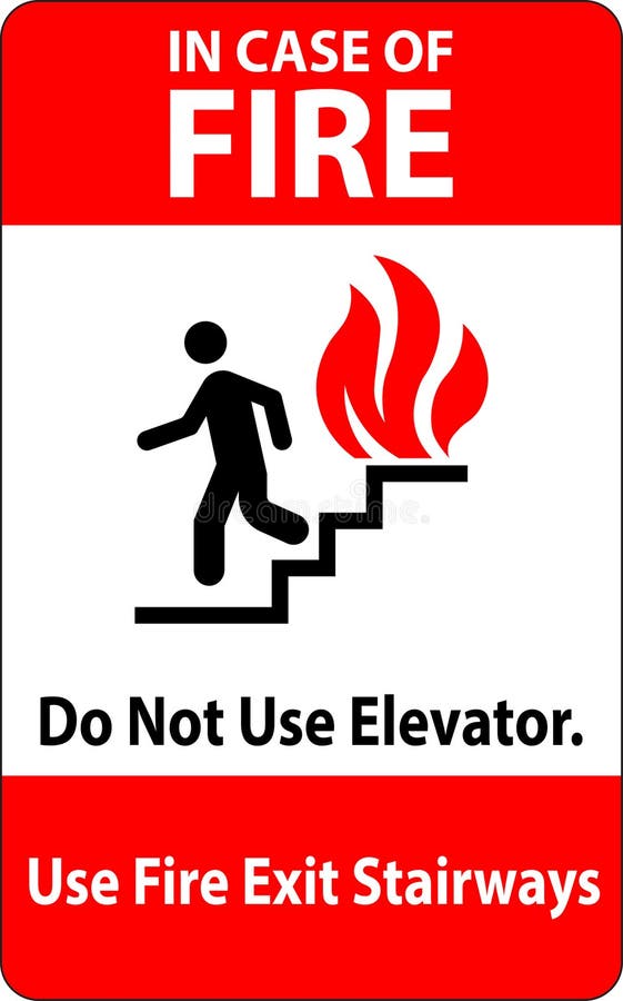 In Case of Fire Sign Do Not Use Elevators, Use Fire Exit Stairways ...