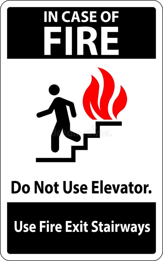 In Case of Fire Sign Do Not Use Elevators, Use Fire Exit Stairways ...