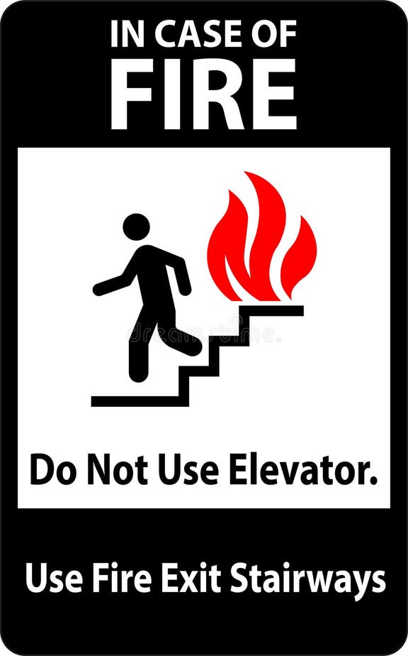 In Case of Fire Sign Do Not Use Elevators, Use Fire Exit Stairways ...
