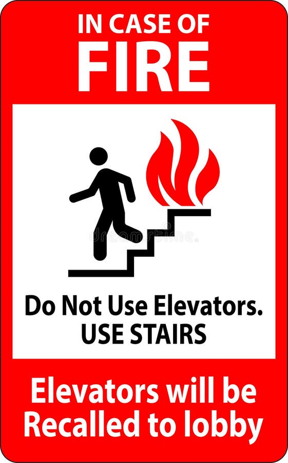 In Case of Fire Sign Do Not Use Elevators. Use Stairs, Elevators Will ...