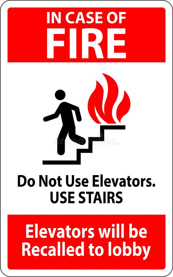 In Case of Fire Sign Do Not Use Elevators. Use Stairs, Elevators Will ...