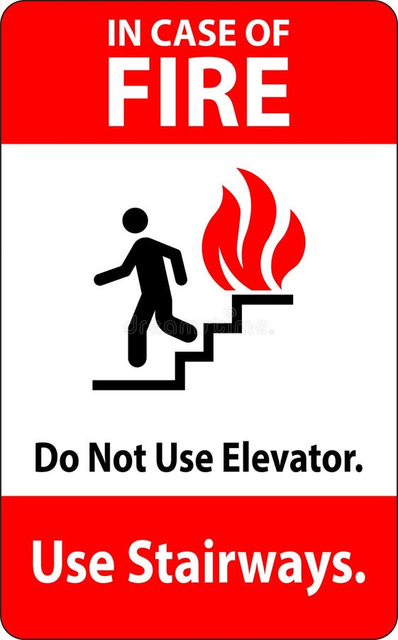 In Case of Fire Sign Do Not Use Elevators, Use Stairways Stock Vector ...