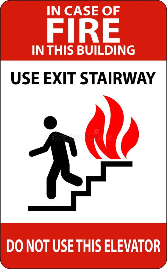 In Case of Fire Sign Use Exit Stairways, Do Not Use this Elevator Stock ...