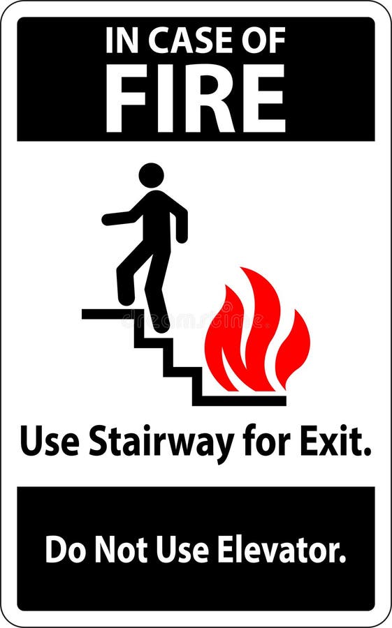 In Case of Fire Sign Use Stairway for Exit, Do Not Use Elevator Stock ...