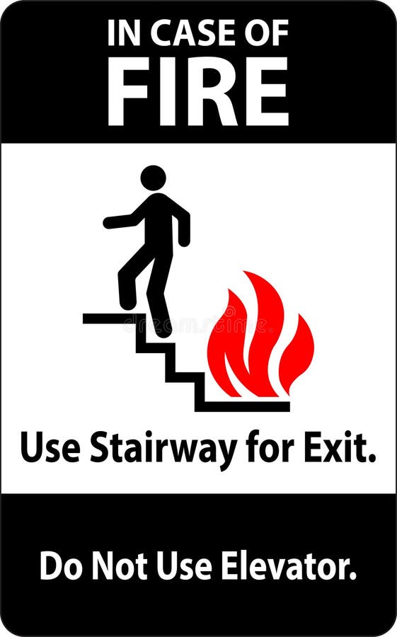 In Case of Fire Sign Use Stairway for Exit, Do Not Use Elevator Stock ...