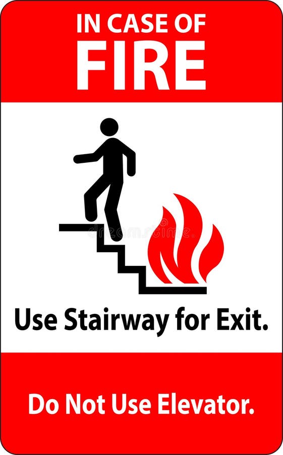 In Case of Fire Sign Use Stairway for Exit, Do Not Use Elevator Stock ...