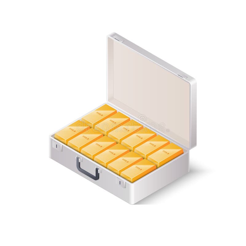 Case Full of Gold Bars. Isometric Vector Illustration Stock Vector ...