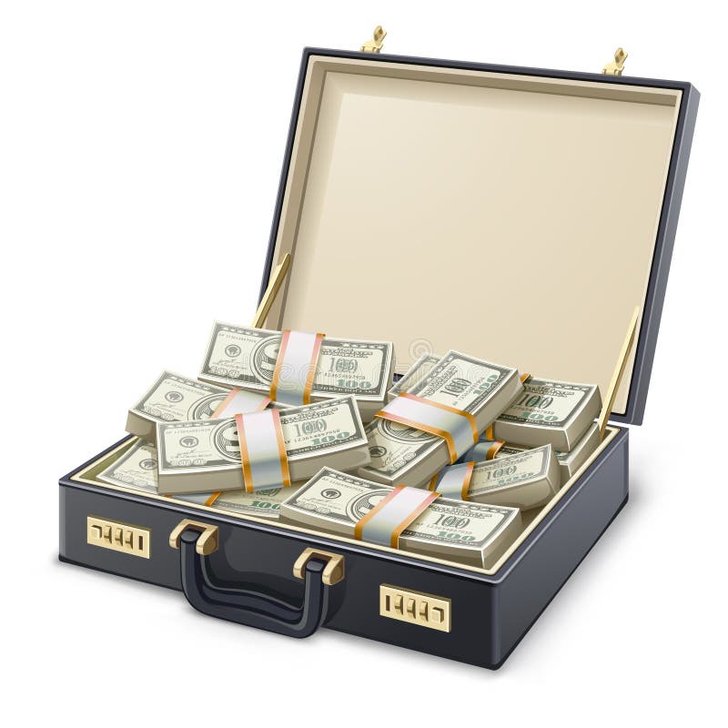 Case full of money stock vector. Illustration of dollar - 45371616