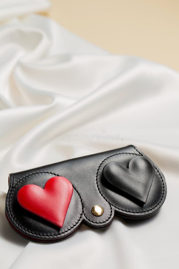 A Case for Glasses Made of Leather with Hearts on a White Background ...