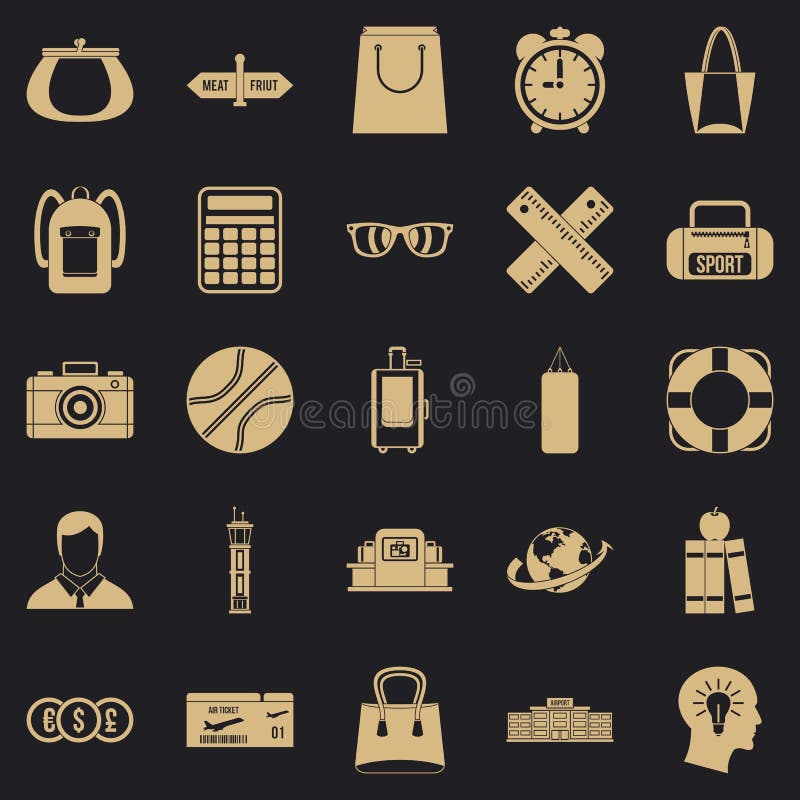 Case Icons Set, Simple Style Stock Vector - Illustration of backdrop ...
