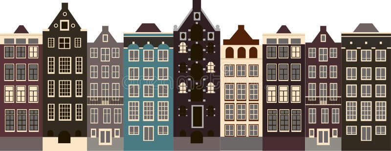 Insieme Delle Case Colorate Stile Di Amsterdam Facciate Di Vecchie ...
