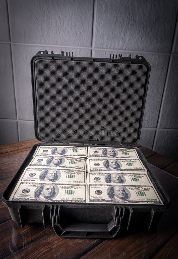 Case with Money Dollar Bills. Laundering of Money. Stock Photo - Image ...