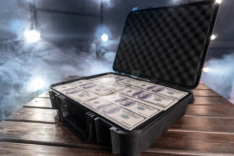 Case with Money Dollar Bills. Laundering of Money. Stock Photo - Image ...