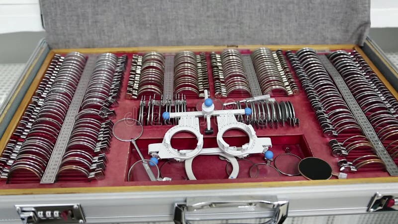 Case with set of lenses stock video. Video of eyepiece - 347581989