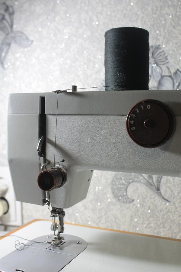 The Case of a Sewing Machine with Black Threads Stock Image - Image of ...