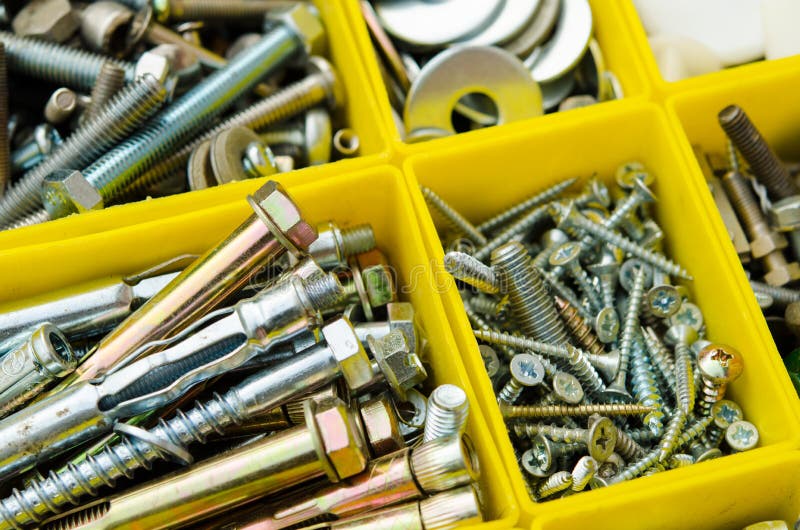 Case with Small Construction Objects. Set Metal Work Repair in B Stock ...